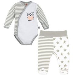 Makoma Body & Hose Baby Erstausstattung Wickelbody & Hose mit Fuß Mädchen Eule Sterne (Set