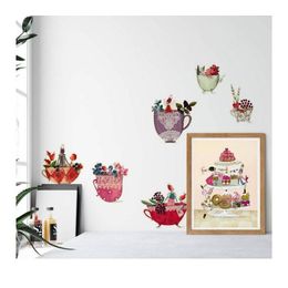 K&L WALL ART K&L Wall Art Wandtattoo Wandtattoo Küche Leffler Blumen Tasse Märchen Rosen Traumtassen