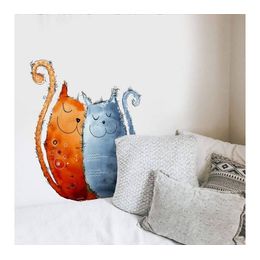 K&L WALL ART K&L Wall Art Wandtattoo Wandtattoo Hagenmeyer Wohnzimmer Verliebte Katze Lebensfreude