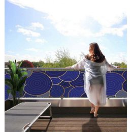 MyMaxxi Sichtschutzelement Balkonbanner Kreise blau gold Balkon Sichtschutz Garten