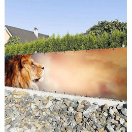 MyMaxxi Sichtschutzzaunmatten Zaunbanner Löwe rot blau Sichtschutz Garten Zaun