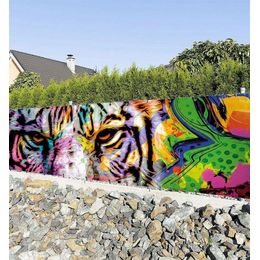 MyMaxxi Sichtschutzzaunmatten Zaunbanner Tiger Graffiti Sichtschutz Garten Zaun