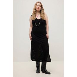 Studio Untold Sommerkleid Netzkleid Midilänge Loose Fit V-Ausschnitt