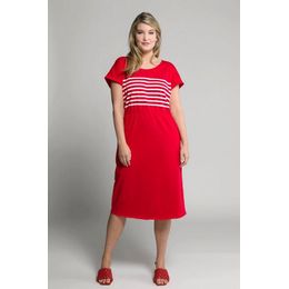 Ulla Popken Jerseykleid Kleid Ringel Rundhals Halbarm