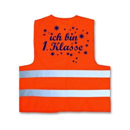 coole-fun-t-shirts Schulranzen Ich bin 1. Klasse ! Kinder Warnweste zur Einschulung Schulanfang ABC Schützen Gr. XS 120-140 cm oder S 152-160 cm Sicherheitsweste Neongelb und orange