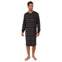 Normann Pyjama Herren Nachthemd langarm mit Bündchen Karo Optik