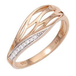 Schmuck Krone Diamantring Ring Damenring mit 8 Diamanten Brillanten 585 Gold Rotgold Rotgoldring Goldring
