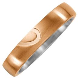Schmuck Krone Fingerring Ring Partnerring mit Spur eines halben Herzes aus Titan & Bronze teilmattiert