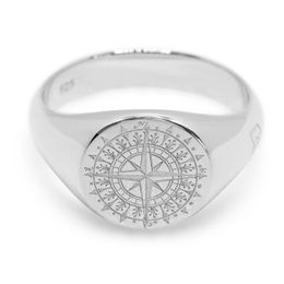 Sprezzi Fashion Siegelring Herren Siegel Ring Silber Fingerring Kompass aus 925er Silber (inklusive Schmucketui und kostenlosem Silber-Pflegetuch geliert)