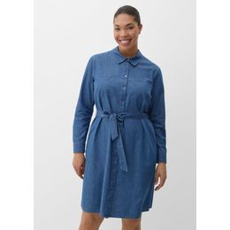 TRIANGLE Maxikleid Denim Kleid mit abnehmbarem Bindegürtel Stickerei