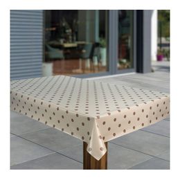 laro Tischdecke Wachstuch-Tischdecken Abwaschbar Punkte Braun Beige Weiß rechteckig