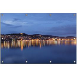 Wallario Sichtschutzzaunmatten Stadt an der Adria bei Nacht