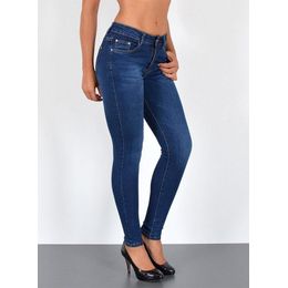 ESRA Skinny-fit-Jeans Damen Capri Jeanshose 3/4 Jeans Hose High Waist Damen Skinny Jeans Hose Stretch Destroyed Jeans-Hose bis Übergröße