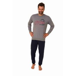 RELAX by Normann Pyjama Herren Schlafanzug langarm mit Bündchen in Optik