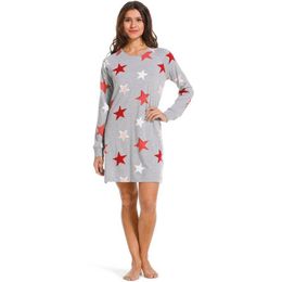 Rebelle Nachthemd Damen Schlafshirt mit roten Sternen (1-tlg) Modisches Design