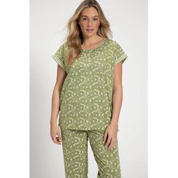 Ulla Popken Pyjamaoberteil Pyjama-Shirt Rundhals Halbarm Biobaumwolle