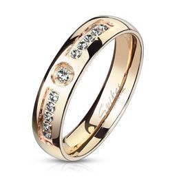 BUNGSA Fingerring Ring mit 11 Kristallen rosegold aus Edelstahl Damen (Ring