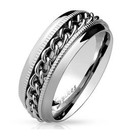 BUNGSA Fingerring Ring Spinner Silber aus Edelstahl Unisex (Ring