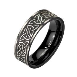 BUNGSA Fingerring Ring Keltenknoten Silber/Schwarz aus Edelstahl Unisex (Ring