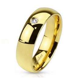 BUNGSA Fingerring Ring mit Kristall Gold aus Edelstahl Unisex (Ring