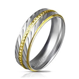 BUNGSA Fingerring Ring Diagonalschliff Silber aus Edelstahl Unisex (Ring