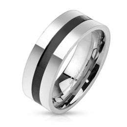 BUNGSA Fingerring Ring schwarzer Mittelring Silber aus Edelstahl Unisex (Ring