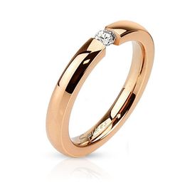 BUNGSA Fingerring Ring mit Kristall Rosegold aus Edelstahl Damen (Ring