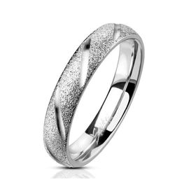 BUNGSA Fingerring Ring sand-gestrahlt Diamant Cut Silber aus Edelstahl Unisex (Ring