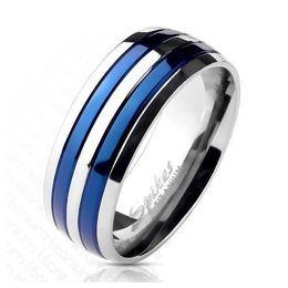 BUNGSA Fingerring Ring Blau gestreift aus Titan Unisex (Ring