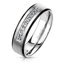 BUNGSA Partnerring Ring Paare Silber mit schwarzen Außenringen und Kristallen aus Edelsta (Ring