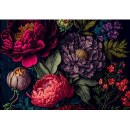 Wallarena Fototapete Blumen Vintage Dark Tapete Wohnzimmer Schlafzimmer Wandtapete