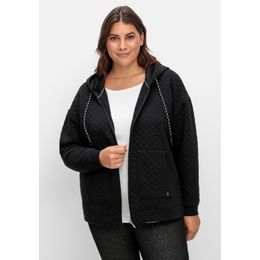 sheego Große Größen: Leicht wattierte Sweatjacke mit Rautensteppung, schwarz, Gr.52/54