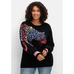 sheego by Joe Browns Große Größen: Pullover mit Animalmotiv und Ballonärmeln, schwarz gemustert, Gr.40/42