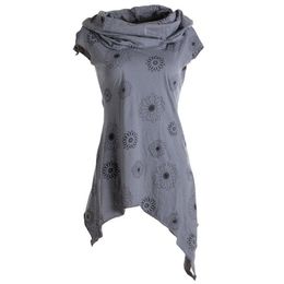 Vishes Tunikakleid Bedruckte Tunika aus Baumwolle mit Kragenkapuze alternative Bekleidung