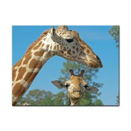 Bilderdepot24 Leinwandbild Mutter und Baby Giraffe