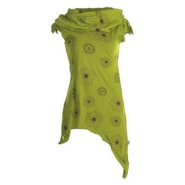 Vishes Tunikakleid Bedruckte Tunika aus Baumwolle mit Kragenkapuze alternative Bekleidung