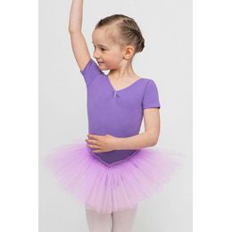 tanzmuster Tüllkleid Ballett Tutu Nele mit Glitzersteinen Kurzarm Ballettkleid aus weicher Baumwolle mit Tüllrock für Mädchen