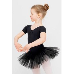 tanzmuster Tüllkleid Ballett Tutu Nele mit Glitzersteinen Kurzarm Ballettkleid aus weicher Baumwolle mit Tüllrock für Mädchen