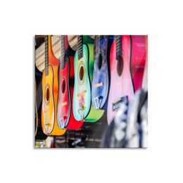 Pixxprint Glasbild bunte Gitarren