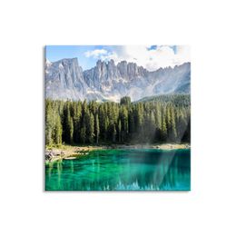 Pixxprint Glasbild Wunderschöner klarer Bergsee