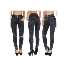 ESRA Skinny-fit-Jeans J22 Risse Damen Skinny Jeans