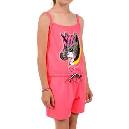 KMISSO Jumpsuit Mädchen Jumpsuit kurz Wendepailletten Einhorn (1-tlg) elastischer Bund