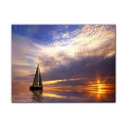 Bilderdepot24 Leinwandbild Segelboot im Sonnenuntergang
