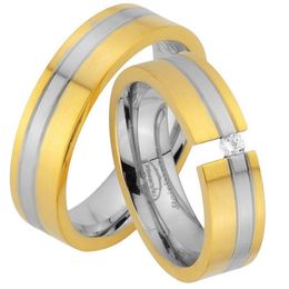 Trauringe123 Trauring Hochzeitsringe Verlobungsringe Trauringe Eheringe Partnerringe Gold Platiert aus Edelstahl JE60