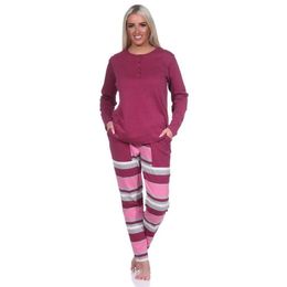 Normann Pyjama Damen Pyjama lang Schlafanzug in kuscheliger Interlock Qualität