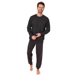 Normann Pyjama Herren Schlafanzug mit Bündchen in Minimal-Optik