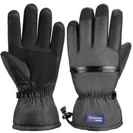 BRUBAKER Skihandschuhe Thermo Handschuhe für Ski Snowboard Wintersport (mit Reißverschluss-Tasche) Wasserdicht und Winddicht – Winterhandschuhe für Herren und Damen