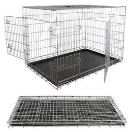 Melko Hundekäfig Transportbox Autotransportbox Hundetransportbox Falltbar in Schwarz oder Silber Drahtkäfig Hunde Gitterbox Hundekäfig Katze Transportkäfig Metall Tierkäfig