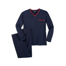 ADAMO Pyjama Übergrößen Schlafanzug navy mit V-Ausschnitt von ADAMO (2 tlg)