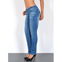 ESRA Straight-Jeans J540 Damen Straight Fit Jeans Hose mit dicker Naht